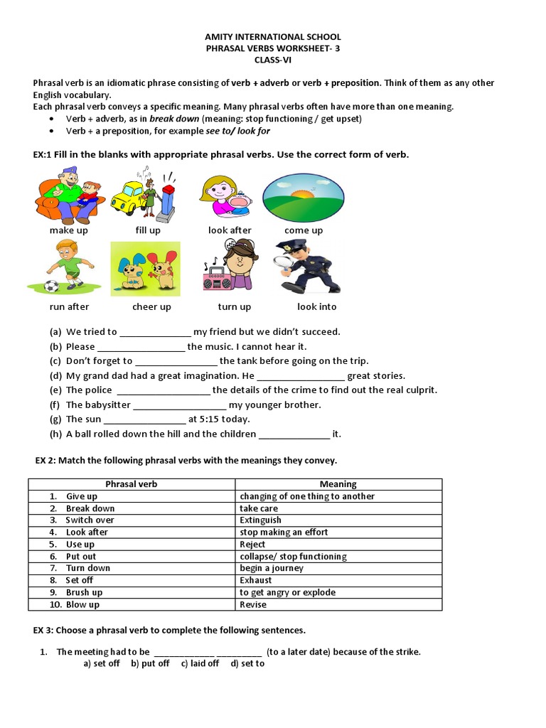 Phrasal Verbs - VI - Worksheet 3 | PDF | Phrase | Verb