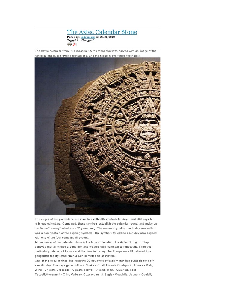 Aztec Calendar System | PDF