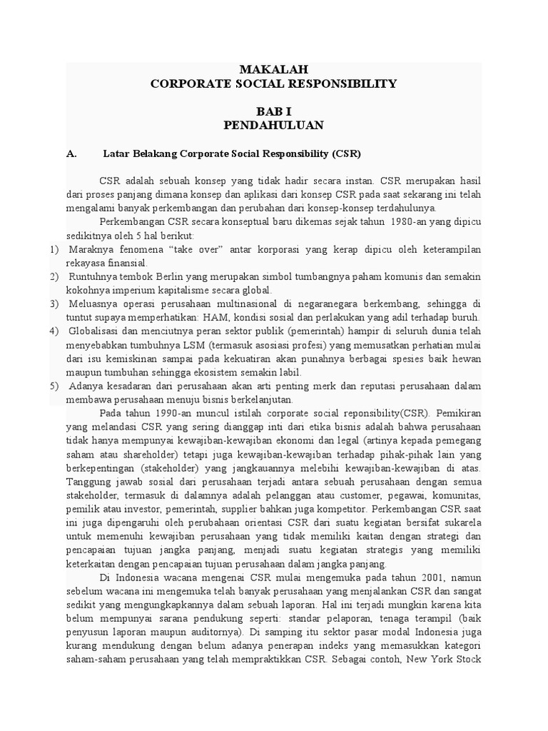 Makalah Corporate Social Responsibility | PDF