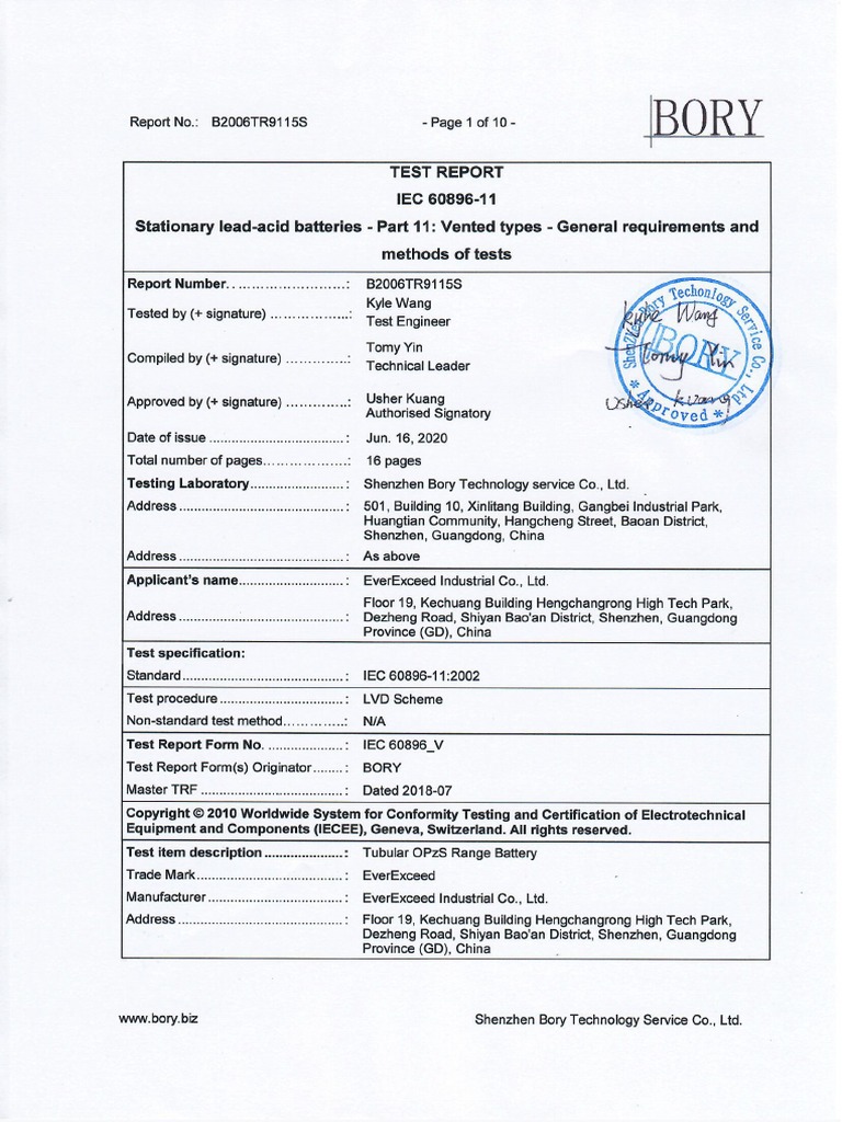 Lead-Acid Battery Test Report | PDF | Rechargeable Battery | Sodium ...
