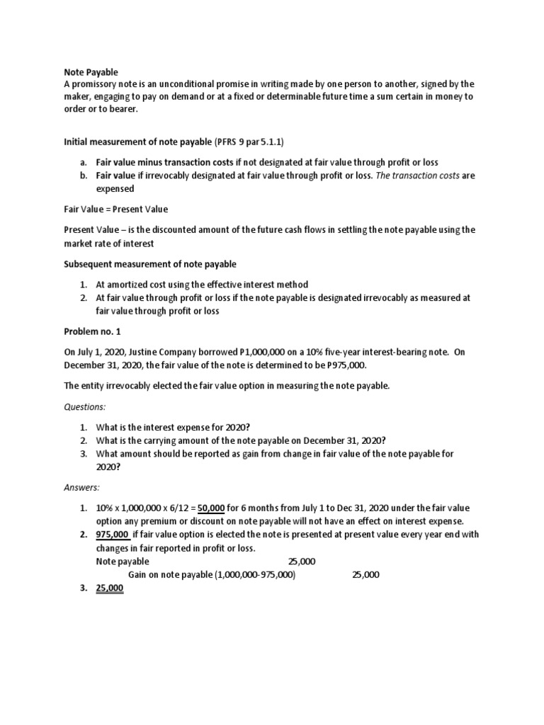 Note Payable Practice ExerciseF | PDF