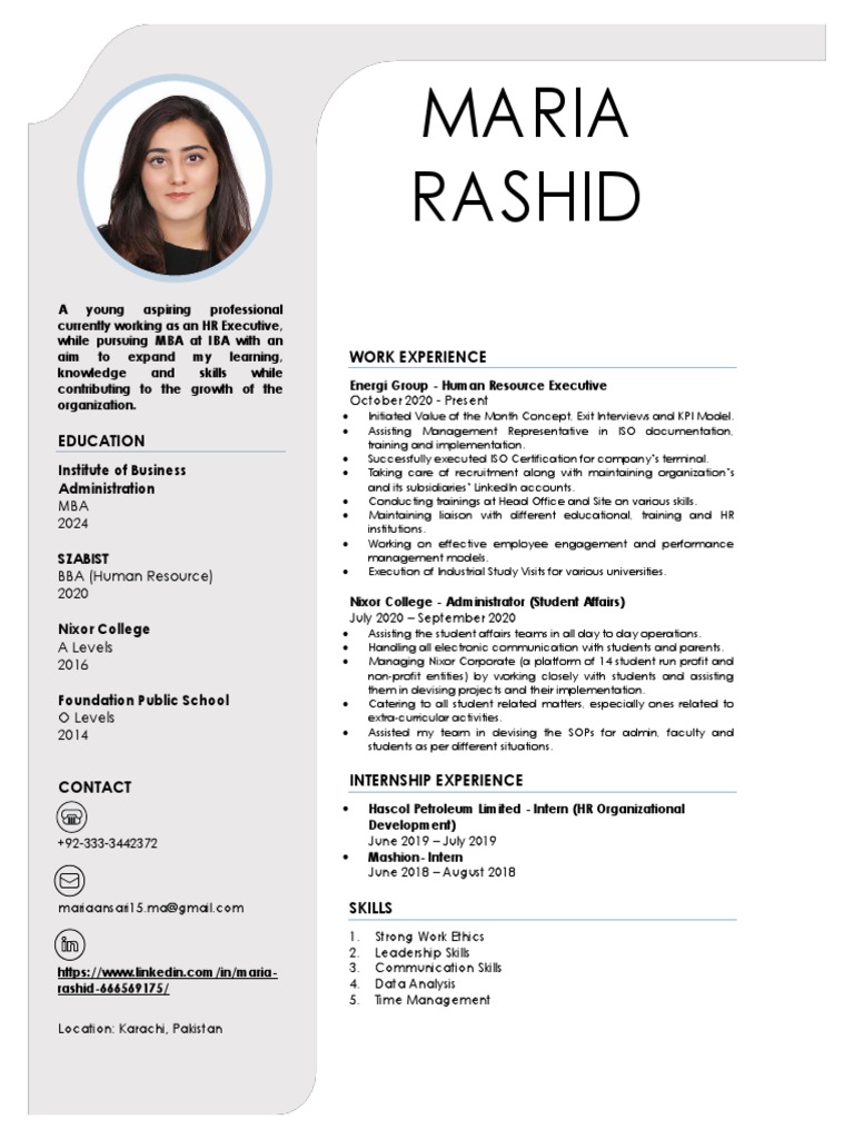 Maria Rashid - CV | PDF | Human Resource Management | Human Nature