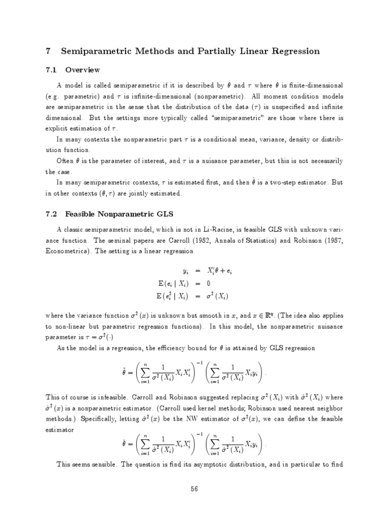 6 Partially Linear Regression Pdf Estimator Regression Analysis