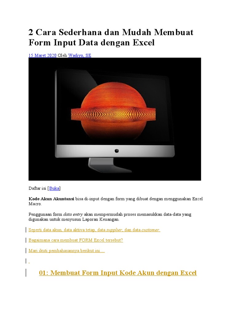 2 Cara Sederhana Dan Mudah Membuat Form Input Data Dengan Excel | PDF