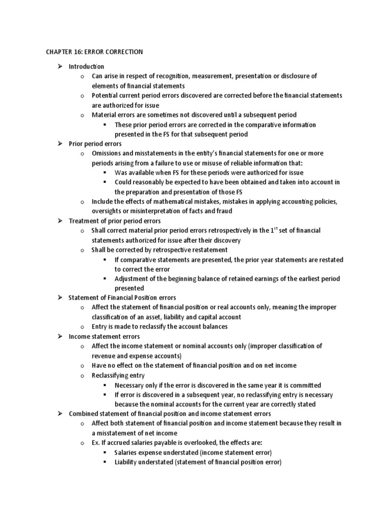 Error Correction Methods | PDF | Income Statement | Balance Sheet