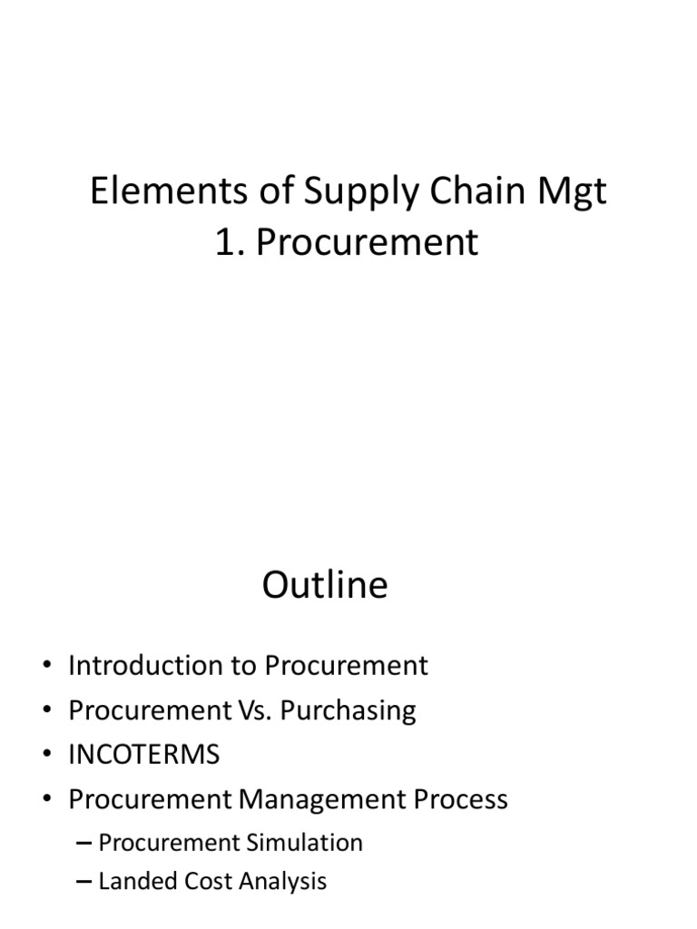 Elements of Supply Chain MGT 1. Procurement | PDF | Procurement ...
