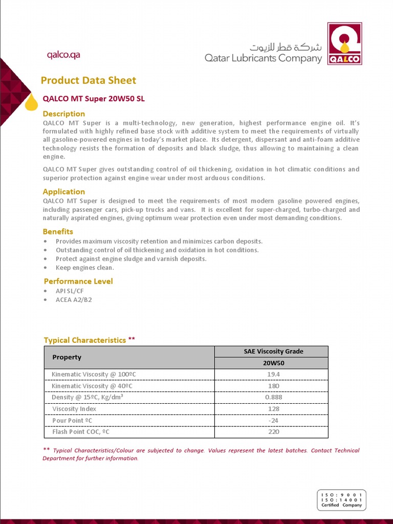 QALCO MT Super 20W50 SL: A High Performance Multi-Technology Engine Oil ...