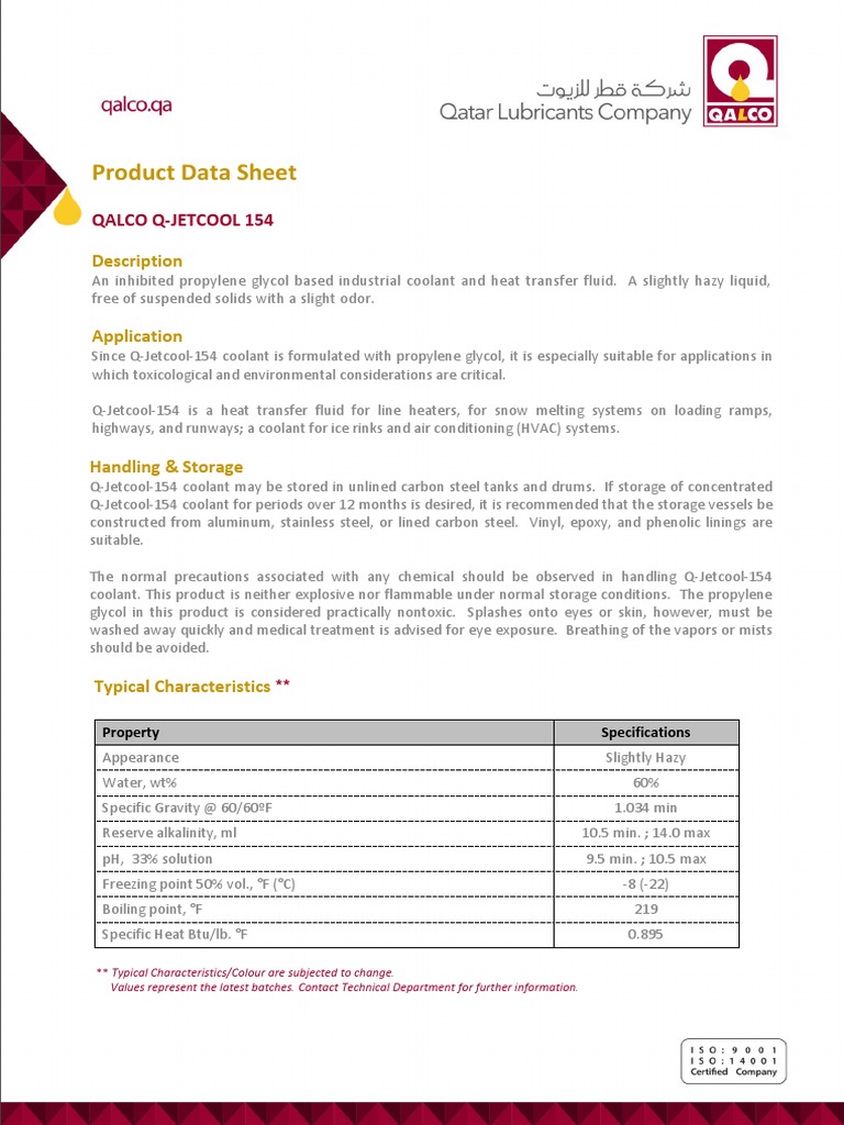 Qalco Q-Jetcool 154 | PDF | Coolant | Mechanical Engineering