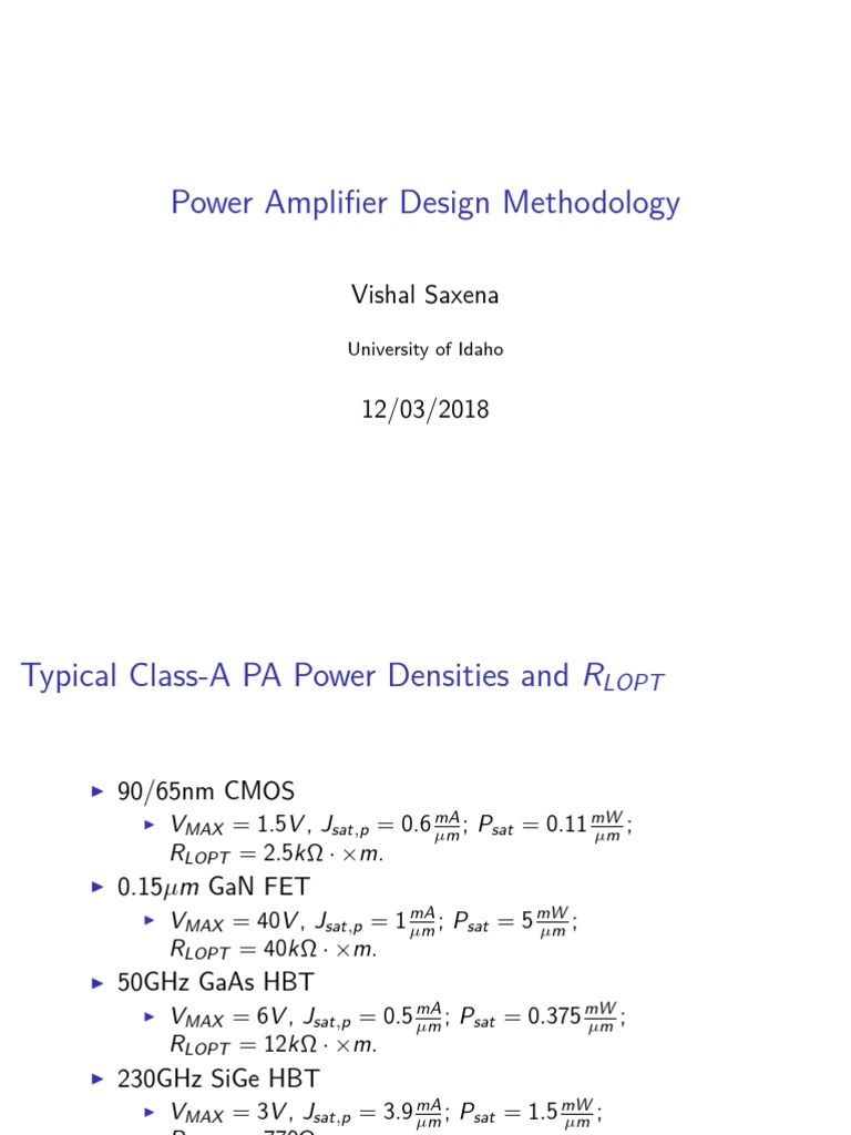 PA Design Methodology (2018) | PDF | Cmos | Mosfet