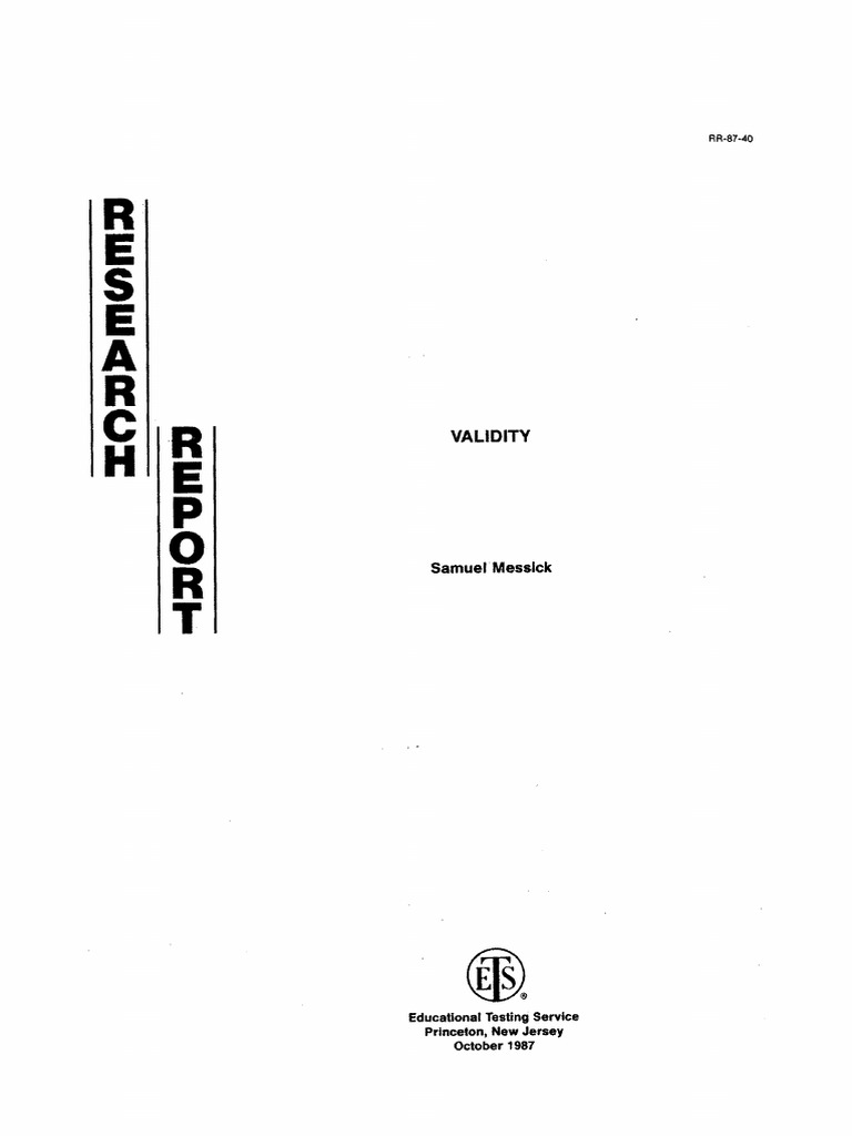 Validity: Samuel Messick | PDF | Validity (Statistics) | Hypothesis