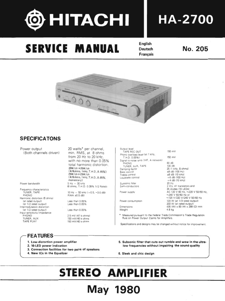 Hitachi Ha 2700 | PDF