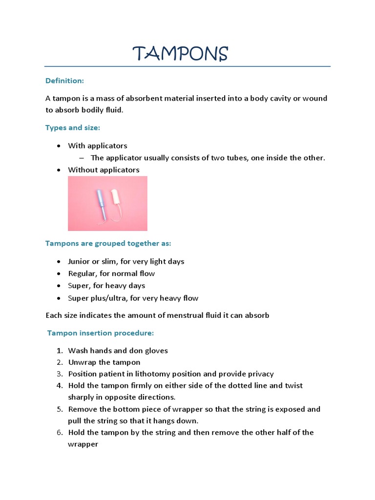TAMPONS | PDF | Medical Specialties