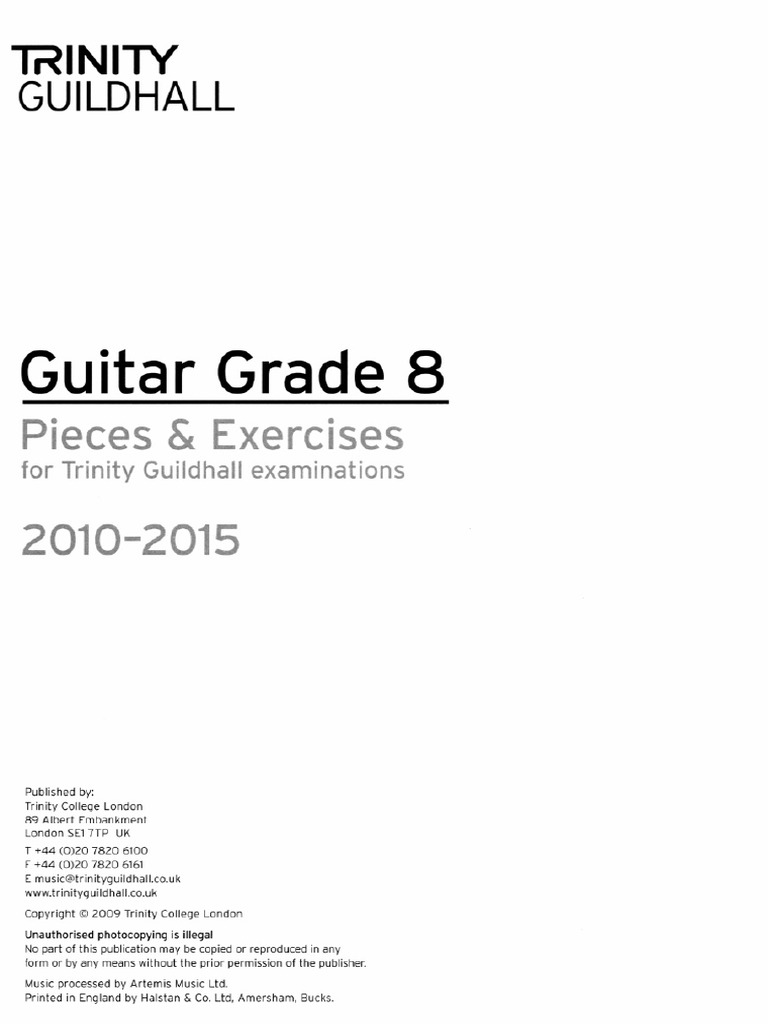Trinity Guildhall - Guitar Grade 8 Pieces and Exercises - 2010 To 2015 ...