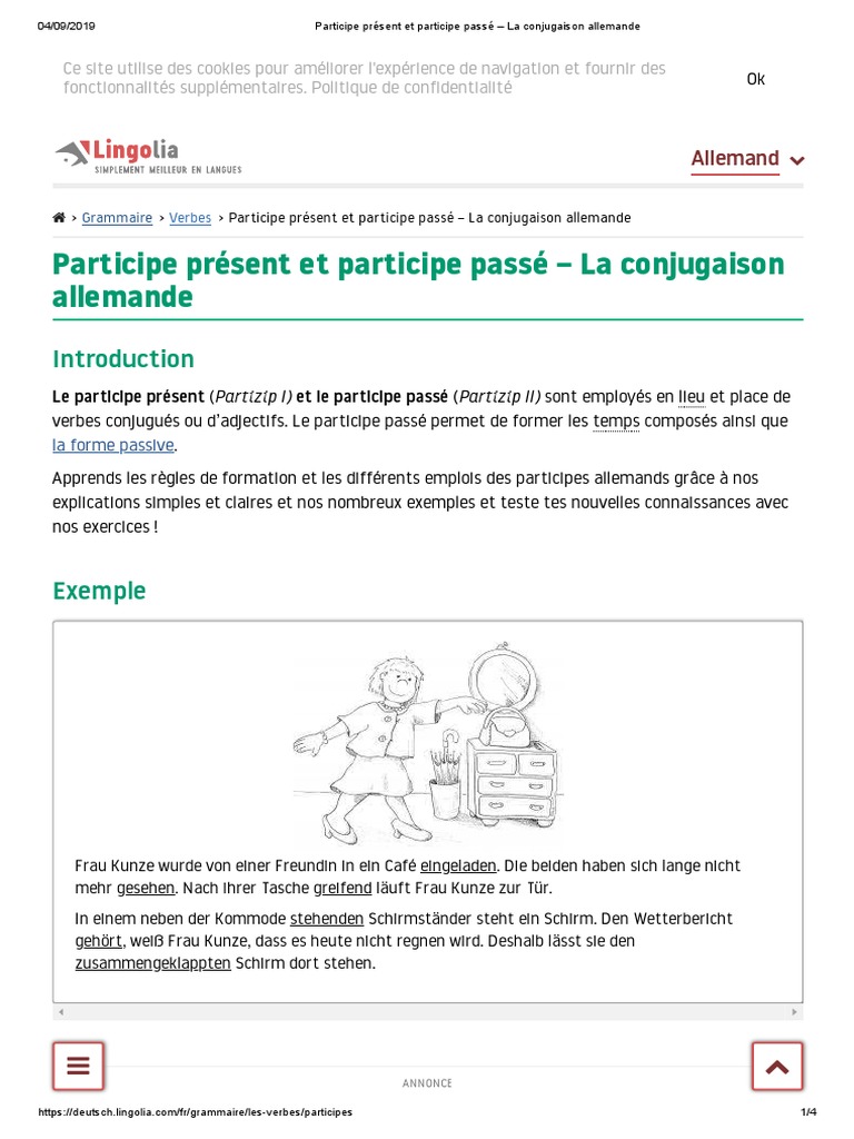 Participe Présent Et Participe Passé - La Conjugaison Allemande | PDF ...