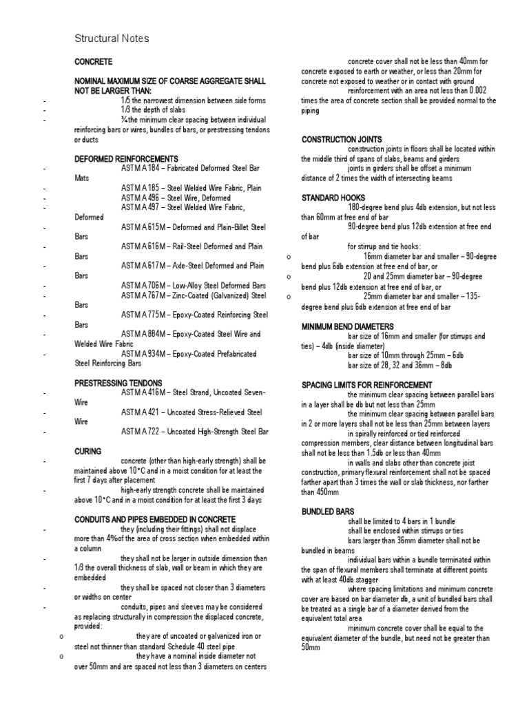 ARKI ALE Structural Notes | PDF | Prestressed Concrete | Beam (Structure)