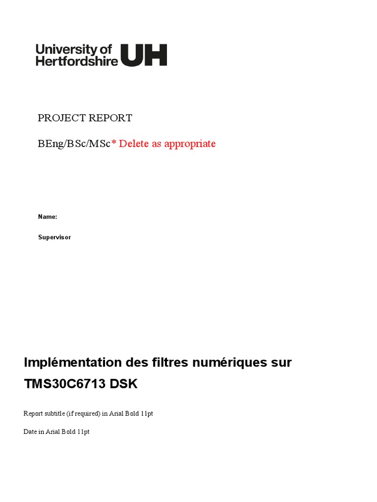 Project Report Beng/Bsc/Msc: Delete As Appropriate | PDF | Bachelor Of ...