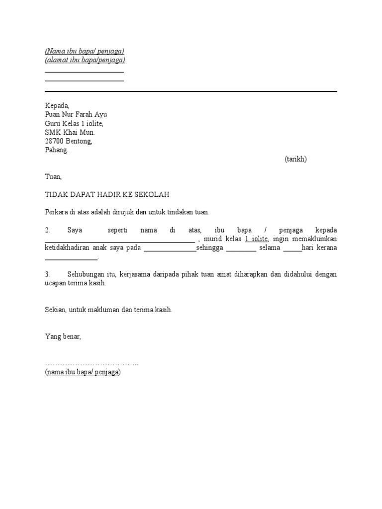 Contoh Surat Cuti Sakit | PDF