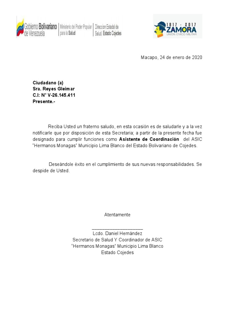 Designaciones en ASIC Hermanos Monagas | PDF | Negocios | Finanzas y dinero