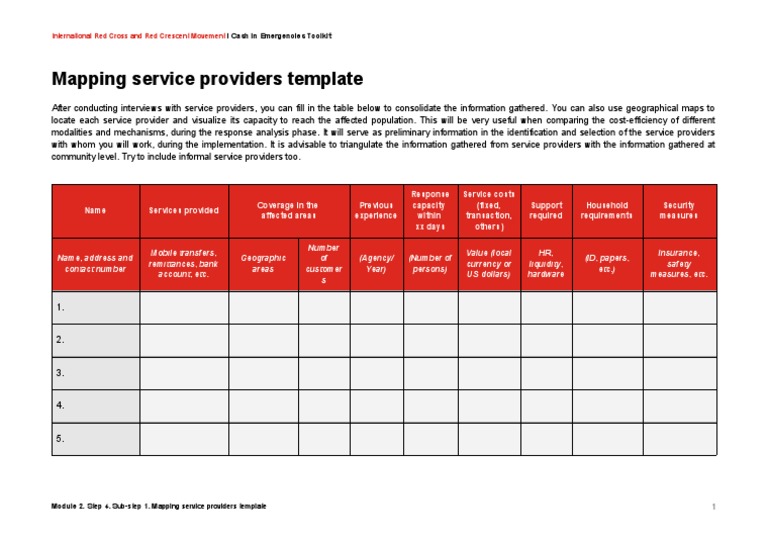 Mapping Service Providers Template | PDF | Banking | Business