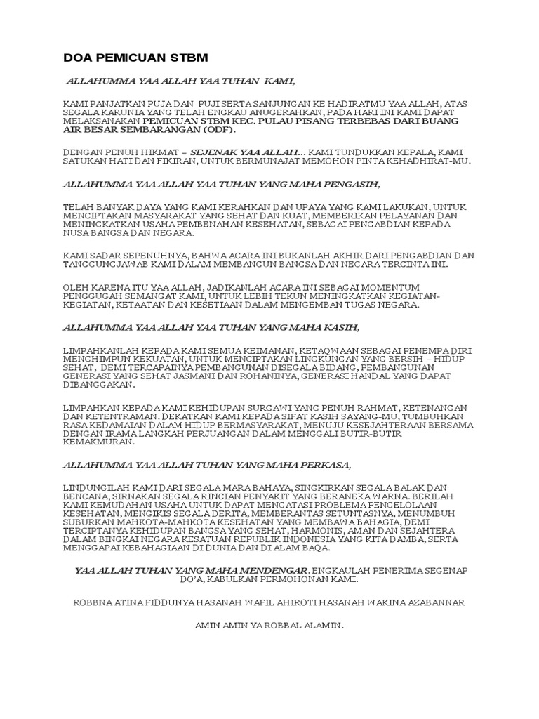 Doa Pemicuan STB1 | PDF | Ilmu Sosial | Kesehatan Holistik