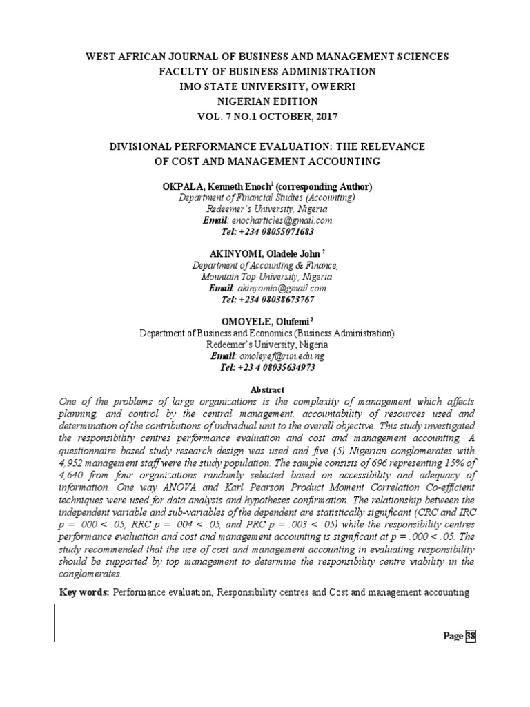 Divisional Performance Evaluation The Re | PDF | Management Accounting ...