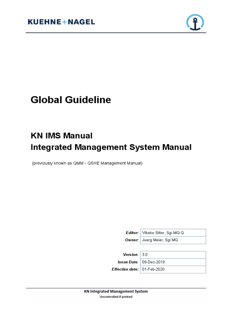 Global Guideline: KN IMS Manual Integrated Management System Manual ...
