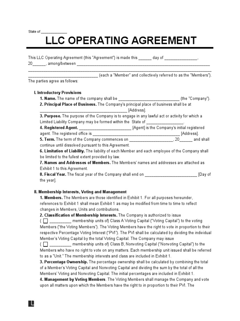 LLC Operating Agreement: State of | PDF | Indemnity | Liquidation