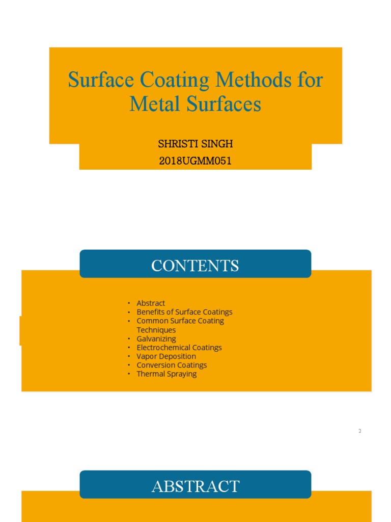 Metal Surface Coating Techniques | PDF | Galvanization | Thin Film