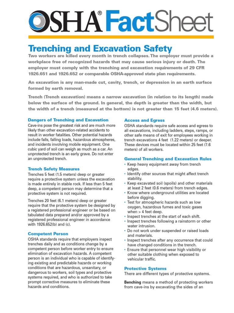 Access and Egress Dangers of Trenching and Excavation | PDF ...