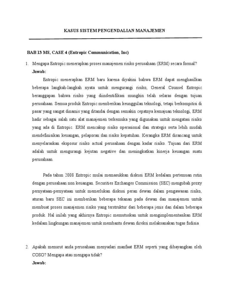 Implementasi ERM di Entropic Communication | PDF | Karier ...
