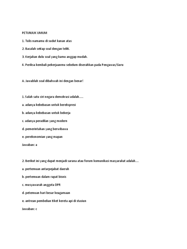 Soal PG PKN 12 Semester 2 | PDF