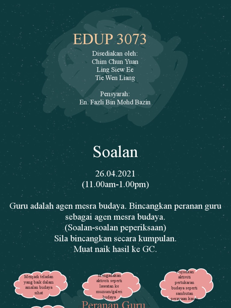 Edup 3073 Peranan Guru Sebagai Agen Mesra Budaya | PDF