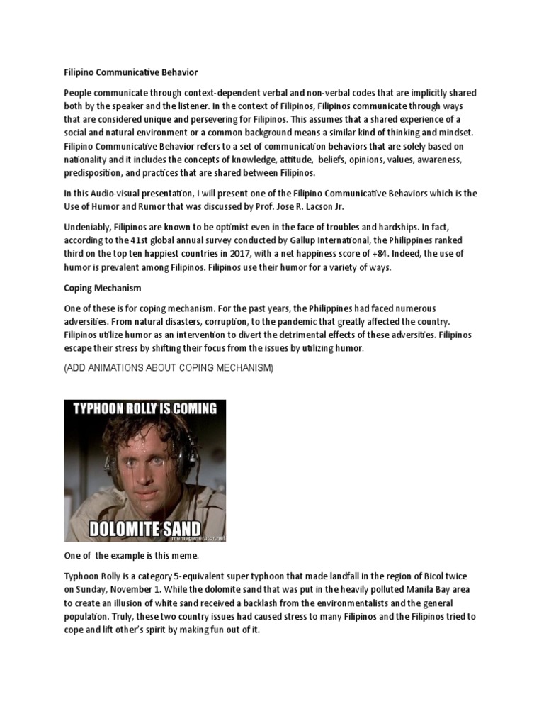 Filipino Communicative Behavior: (Add Animations About Coping Mechanism ...