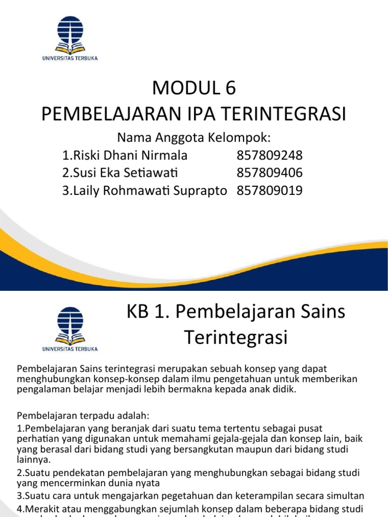 IPA MODUL 6 Pembelajaran IPA Terintegrasi | PDF