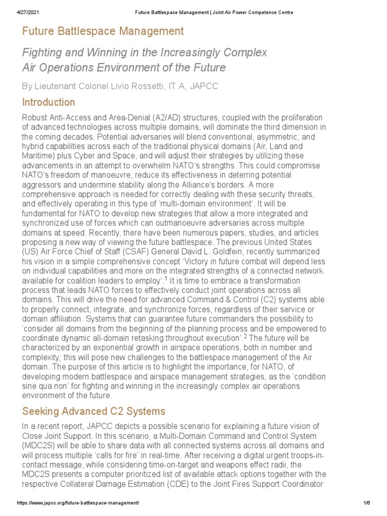 Future Battlespace Management Strategies | PDF | Interoperability ...
