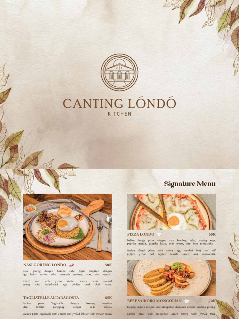 Alacarte Menu Canting Londo Kitchen 2021 | PDF