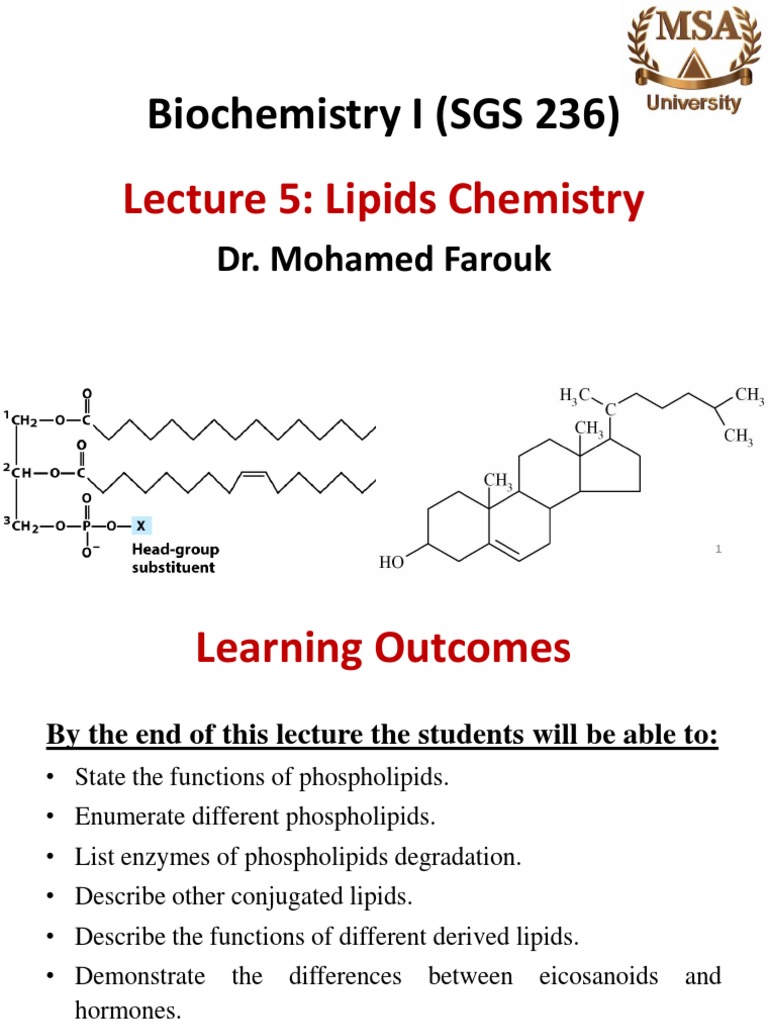 Biochemistry I (SGS 236) : Lecture 5: Lipids Chemistry | PDF ...