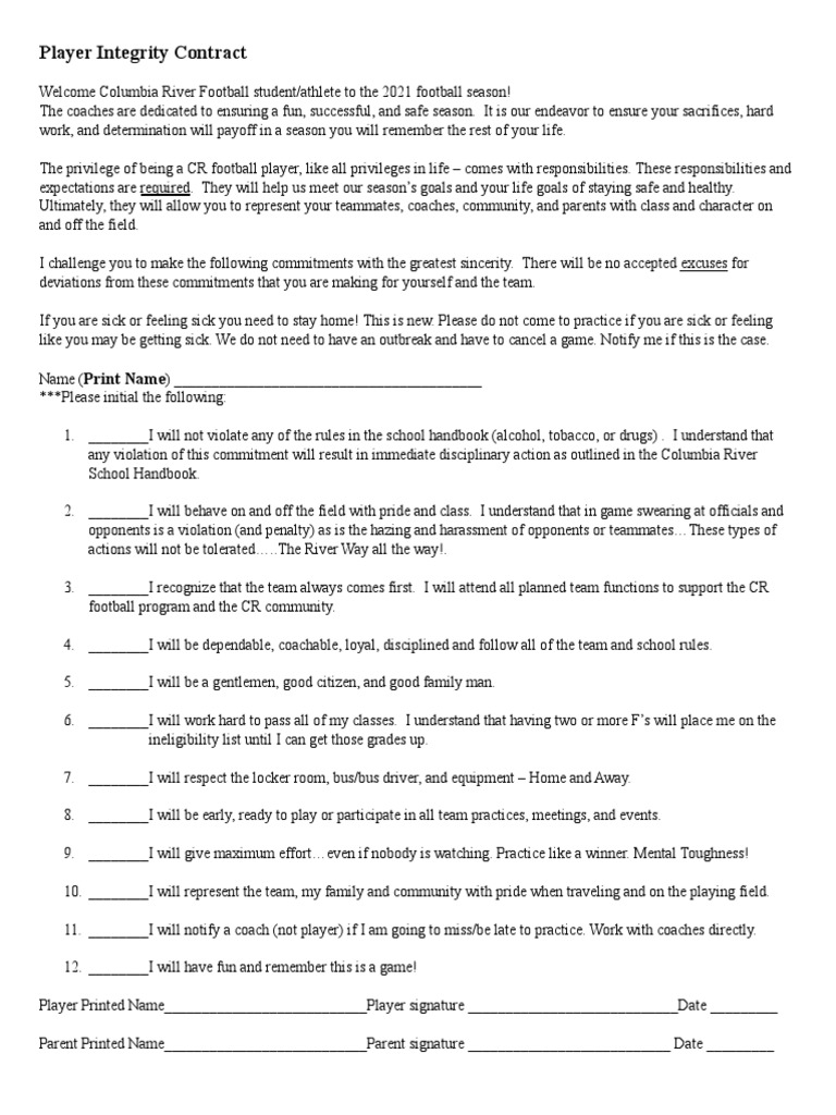 2020-21 Integrity Contract | PDF | Human Nature | Violence