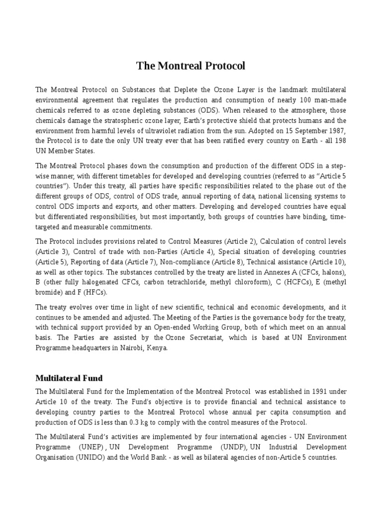The Montreal Protocol | PDF | Chlorofluorocarbon | Greenhouse Gas