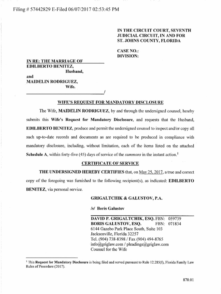 Request For Mandatory Disclosure | PDF