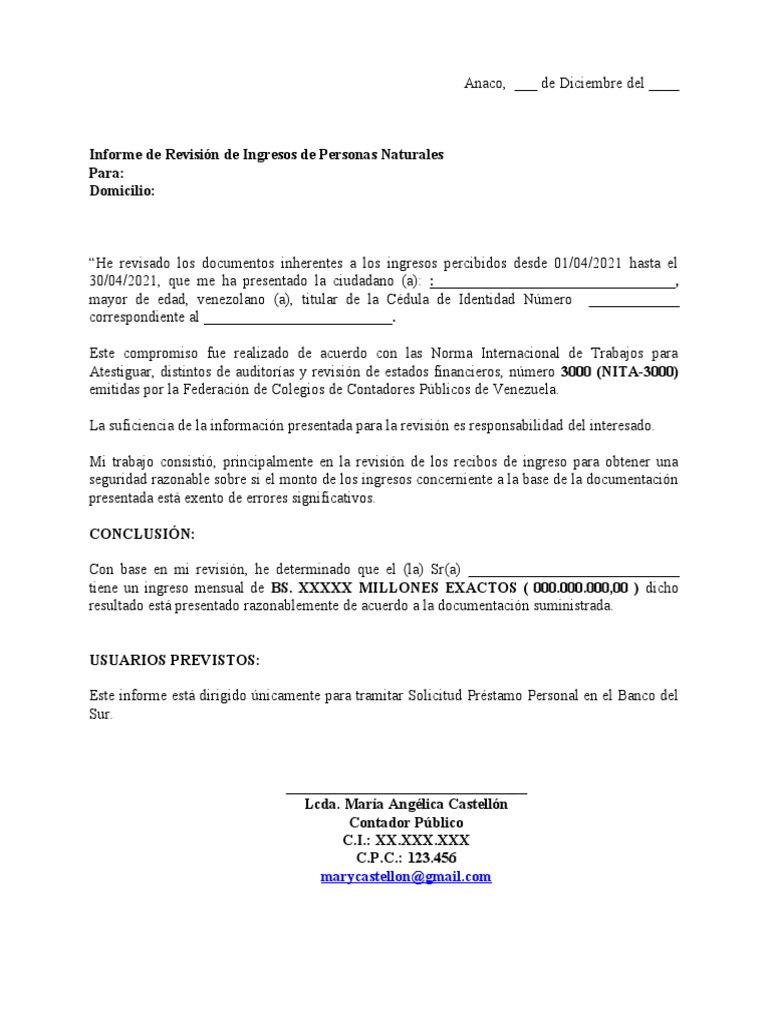 Plantilla Modelo Certificación de Ingresos | PDF