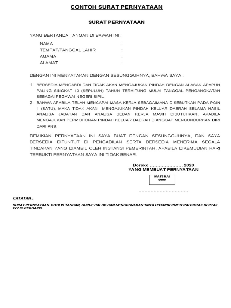 Contoh Pernyataan 2 (Dua) Point | PDF