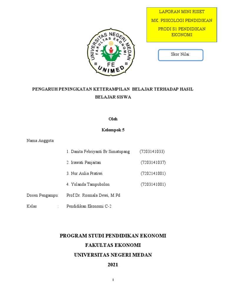 Mini Riset - Psikologi Pendidikan - Kel 5 - Pendidikan Ekonomi C-2 | PDF