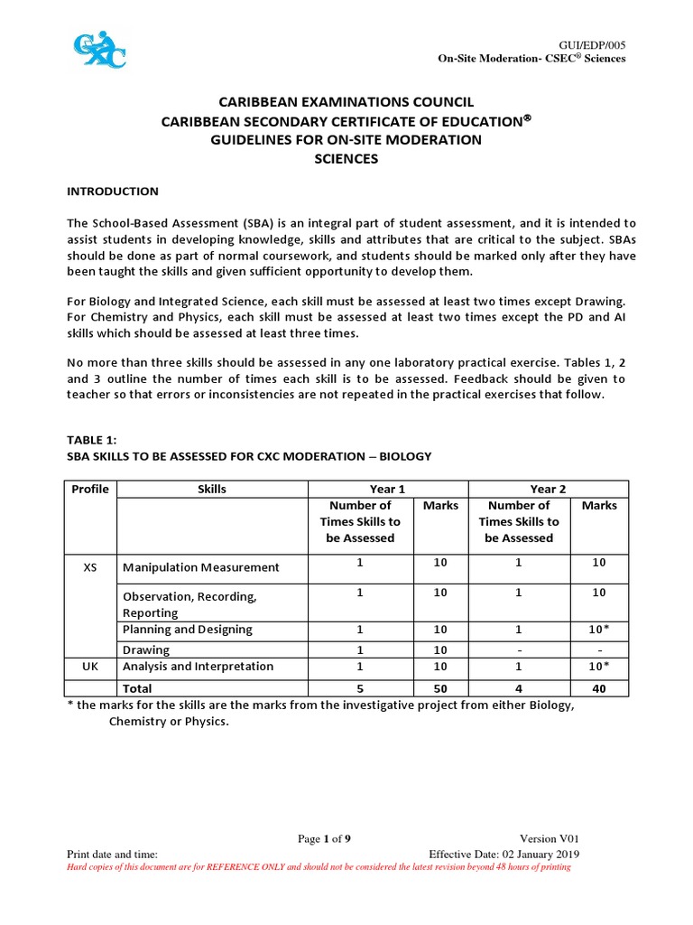 Caribbean Examinations Council Caribbean Secondary Certificate of ...