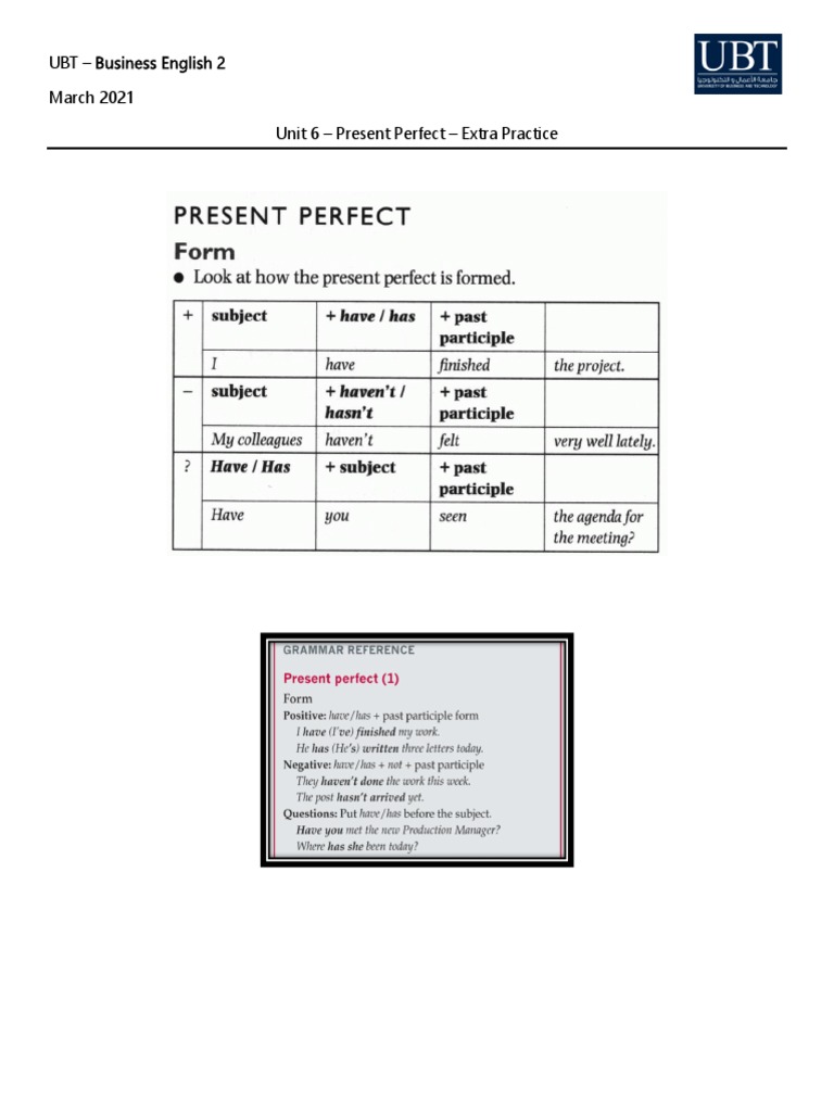 Present Perfect - Extra Practice | PDF