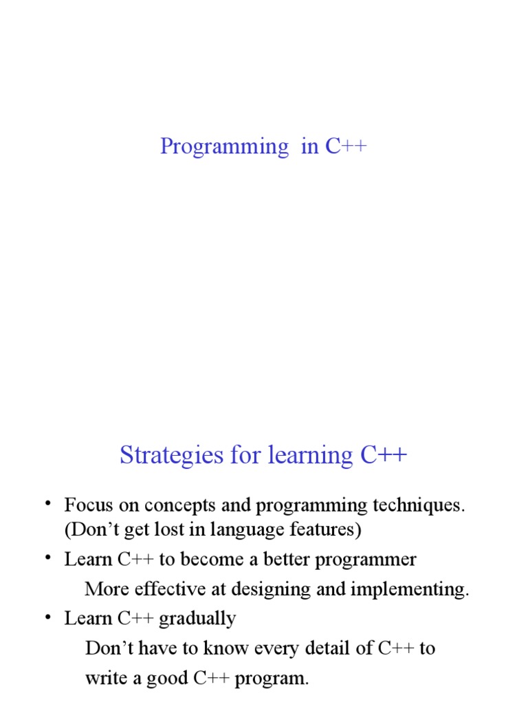 Programming in C++ | PDF | C++ | C (Programming Language)