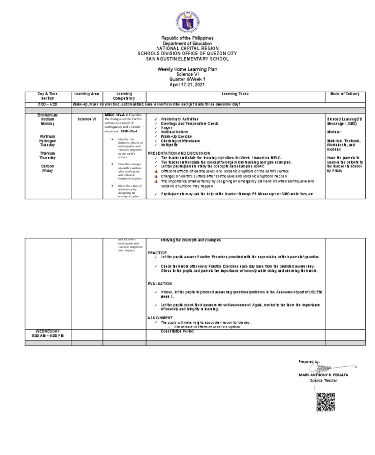 Science 6 WHLP Week 1 Quarter 4 | PDF | Teachers | Teaching