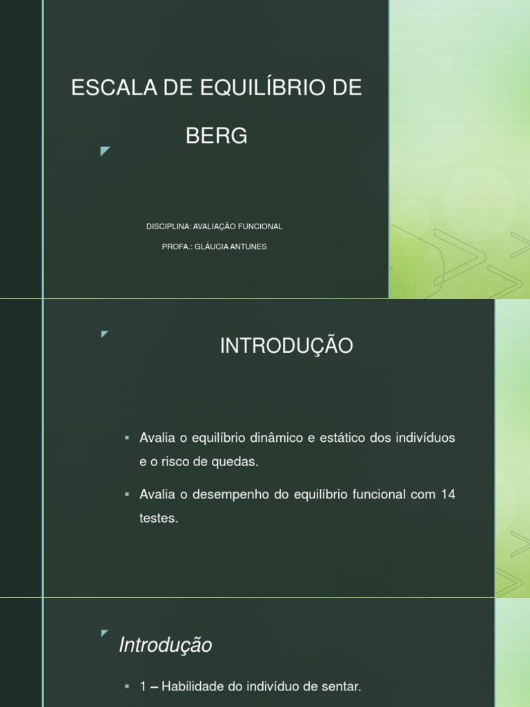 ESCALA DE EQUILÍBRIO DE BERG (EEB) | PDF