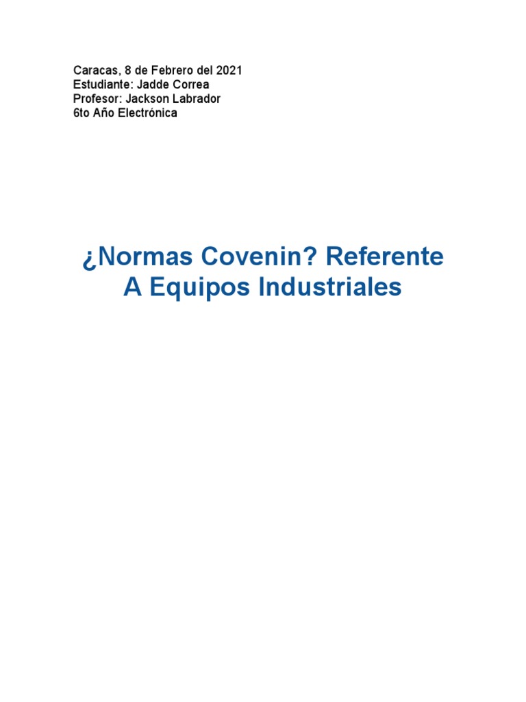 Normas Covenin en Equipos Industriales | PDF
