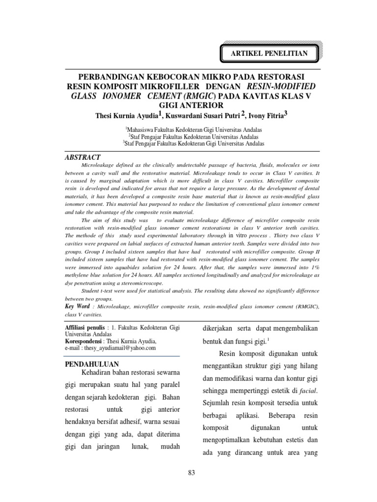Ayudia Indikasi RMGIC | PDF | Dental Composite | Dentistry